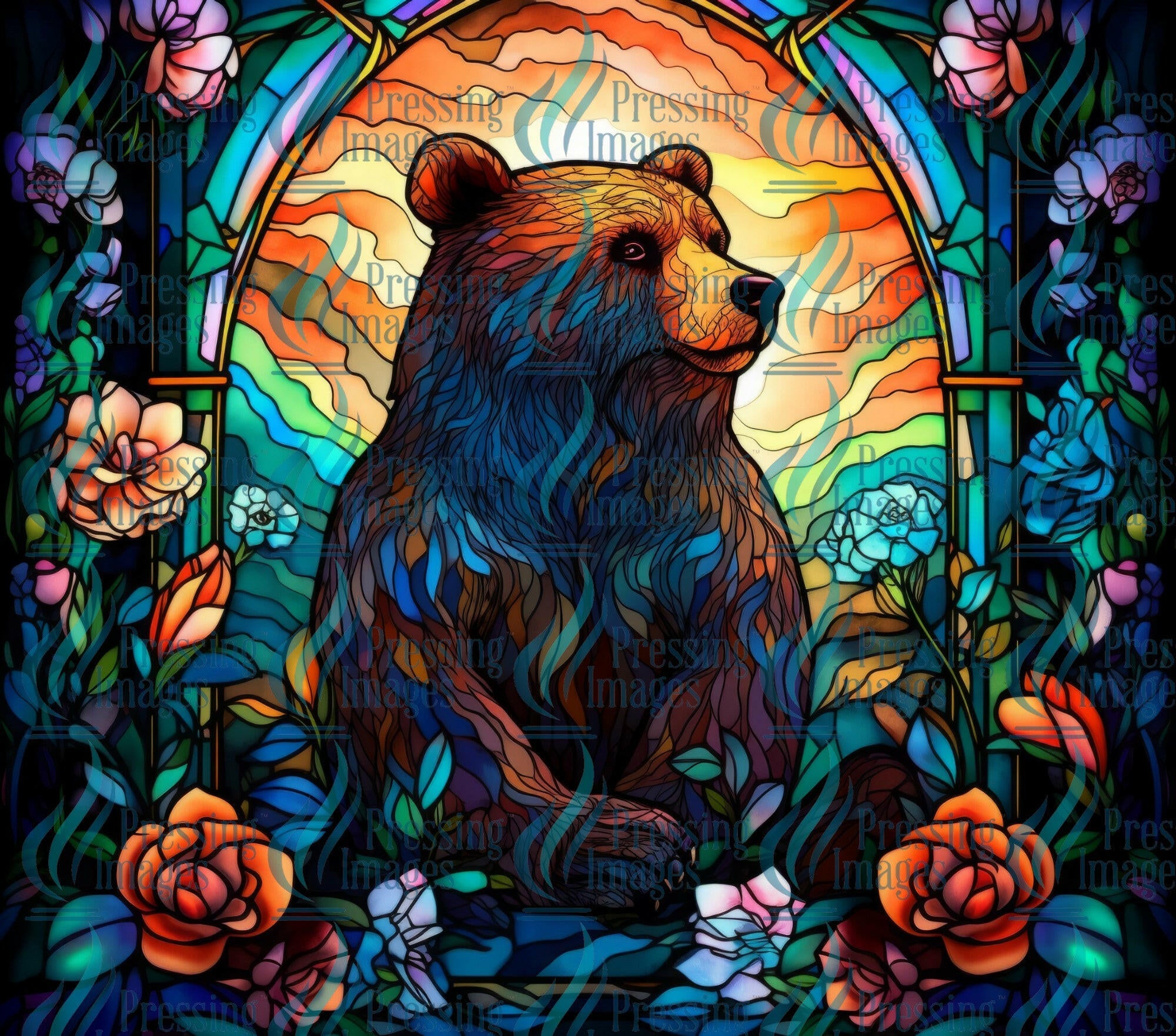 15087 Stained Glass Bear Tumbler Wrap – Pressing Images